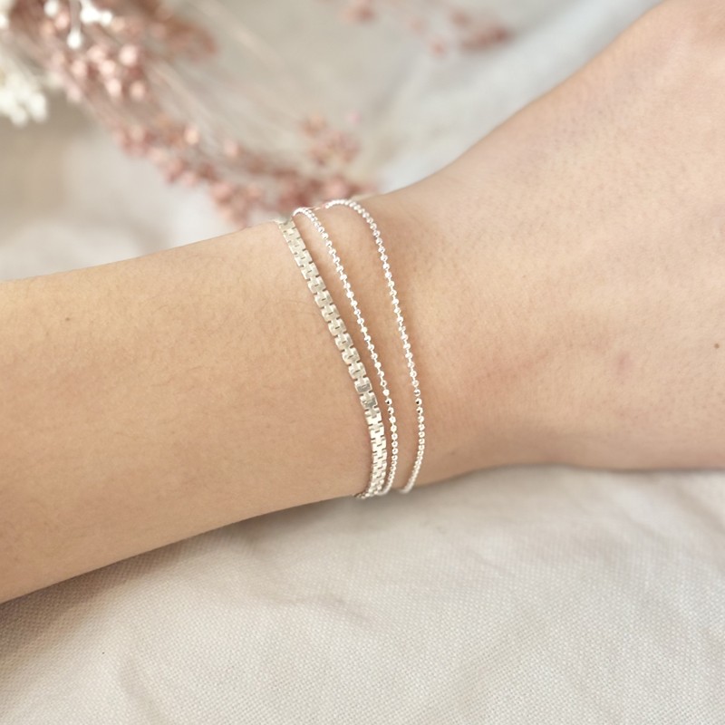 Bracelet Fin Femme en Argent & Or