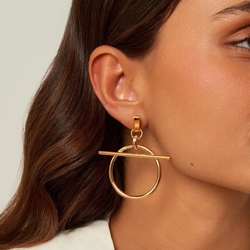 Boucles d'oreilles Créoles ORIGINES SLIM métal - Anneau & Barrette