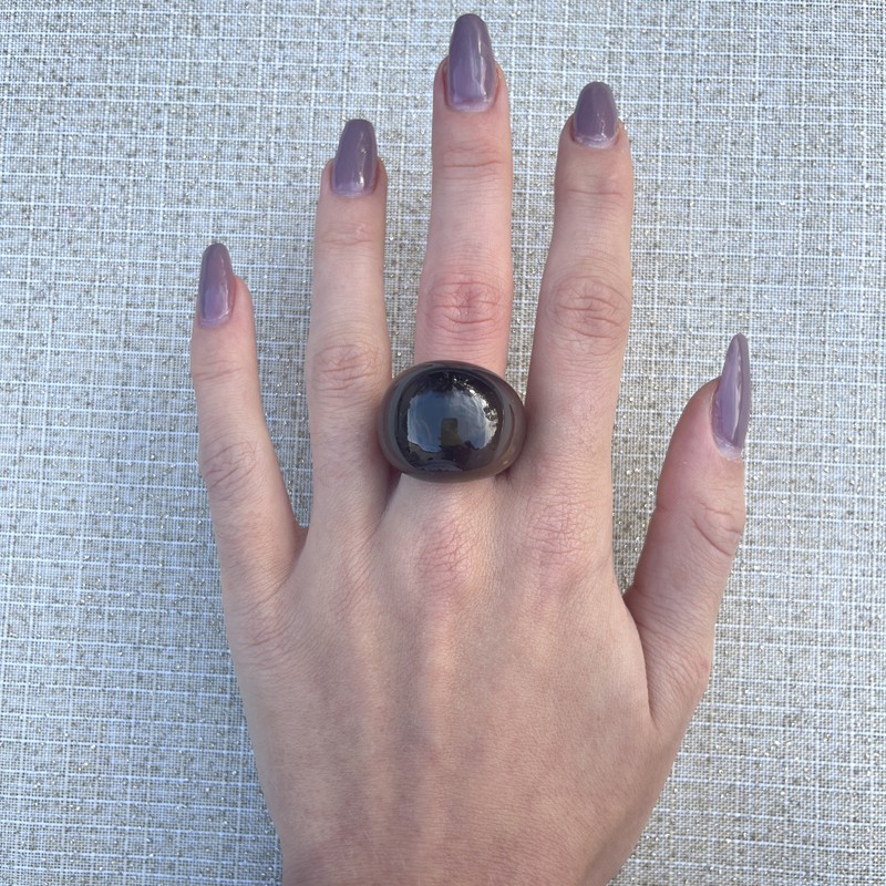 Bague large GREY - Grosse boule résine grise TAILLE 51